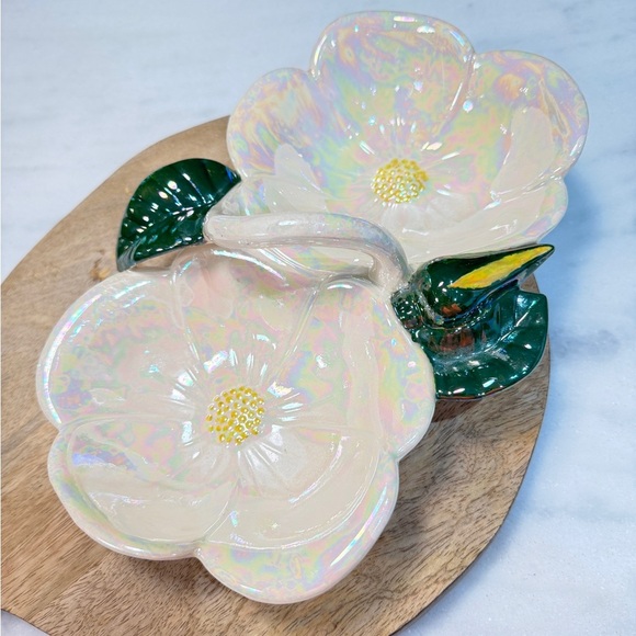 Dining | Vintage Ceramic Magnolia Dish Signed Floral Serving Dish With ...